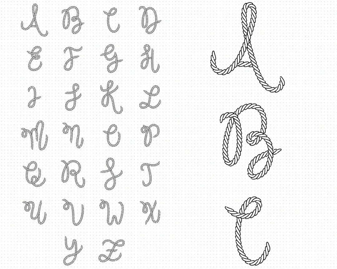Rope Alphabet SVG: Initial Letter Clipart, Vector Cut Files - Etsy