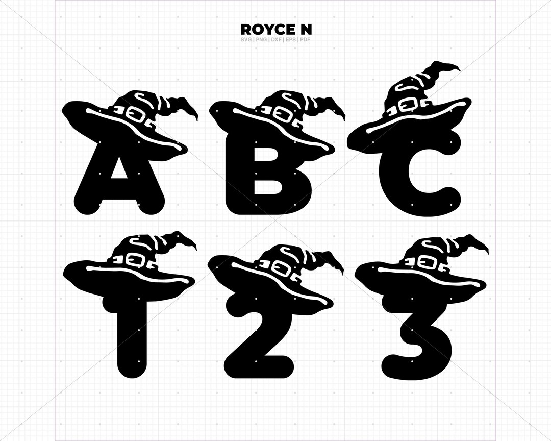 Alphabet With Witch's Hat Svg, Halloween Numbers Svg, Witch Hat Letters ...