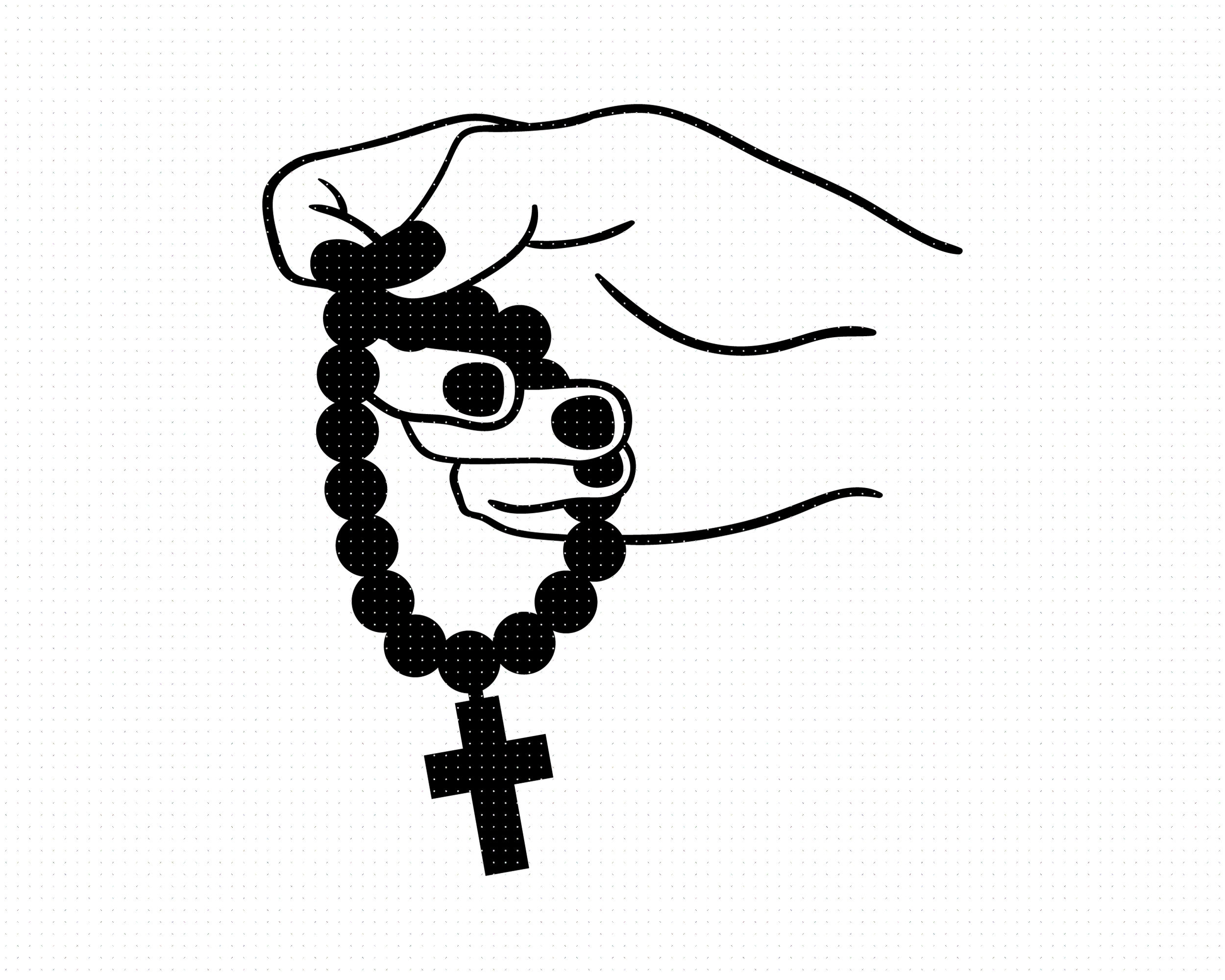 Praying Hands Rosary Vector