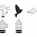 Birdcage Svg, Bird Cage Clipart, Tree Branch Png, Flying Bird Dxf Logo ...