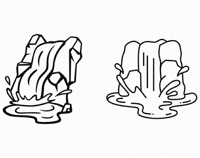 Waterfall Svg Cartoon Waterfall Clipart Waterfalls Outline - Etsy