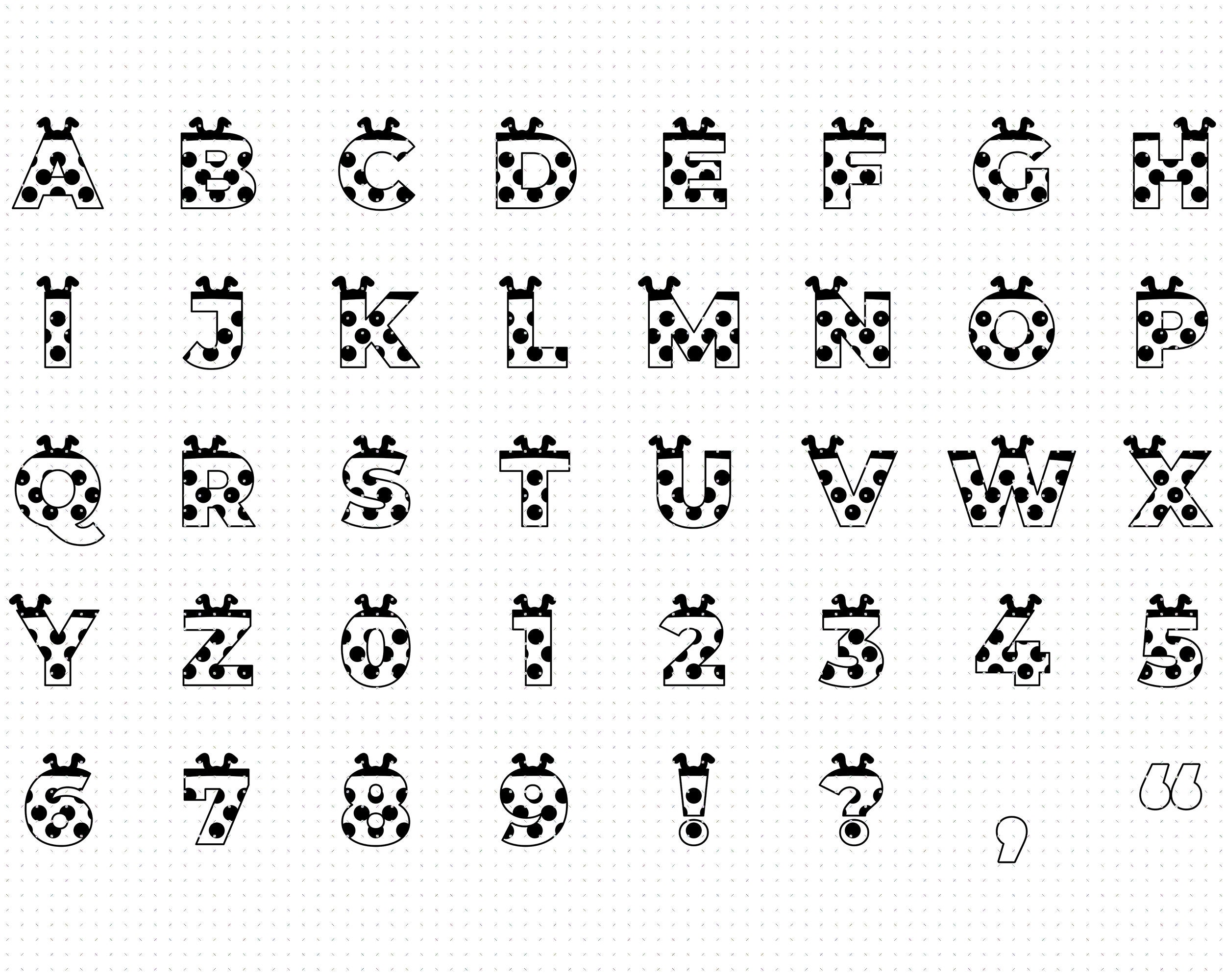 Ladybug Alphabet and Numbers Svg Love Bug Letters Clipart | Etsy