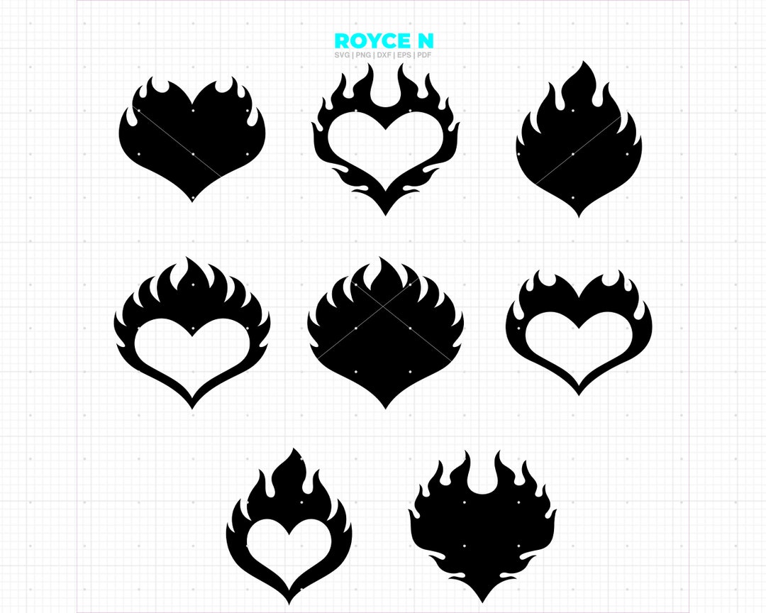 Flaming Heart Frame Svg, Flaming Heart Clipart, Heart on Fire Png ...