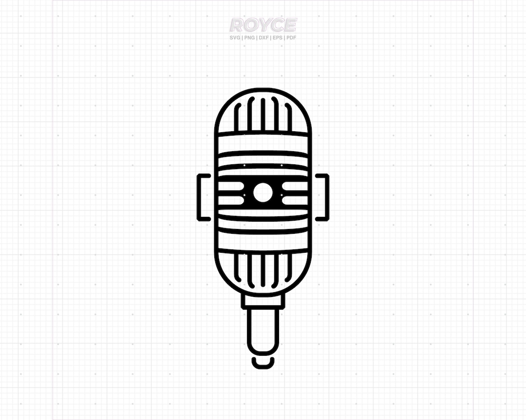 Vintage Podcast Mic Clipart, Vector Cut Files (svg, Png, Dxf, Pdf, Eps ...