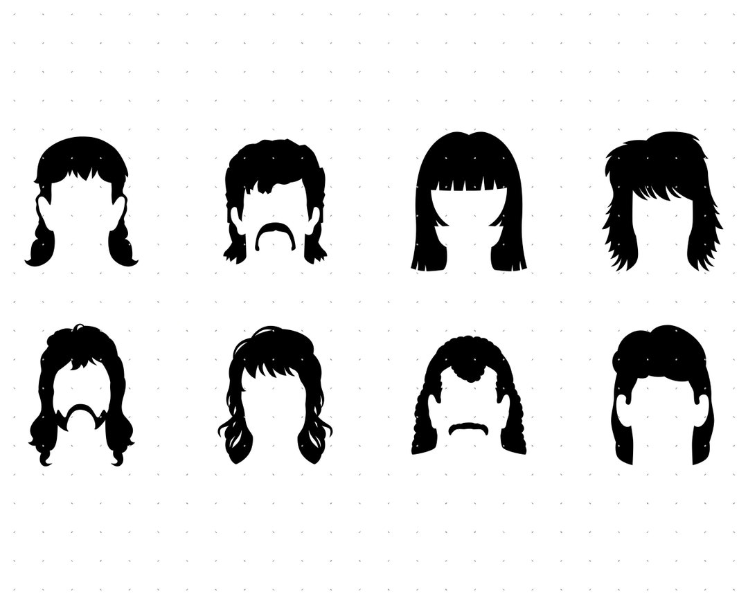 Mullet With Bangs Svg, 80s Hairstyle Clipart, 70s Hairstyle Png, Dxf ...