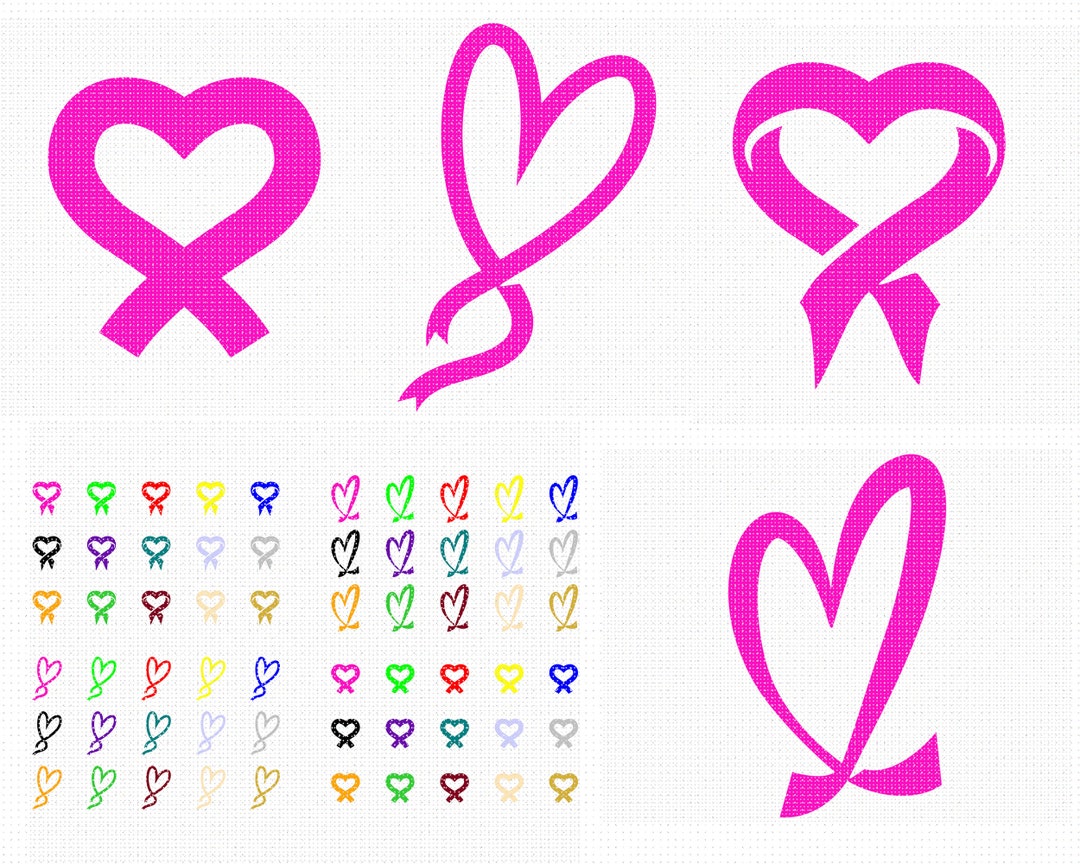 Awareness Ribbons Svg, Pink Ribbon Heart Clipart, Cancer Ribbons Png ...