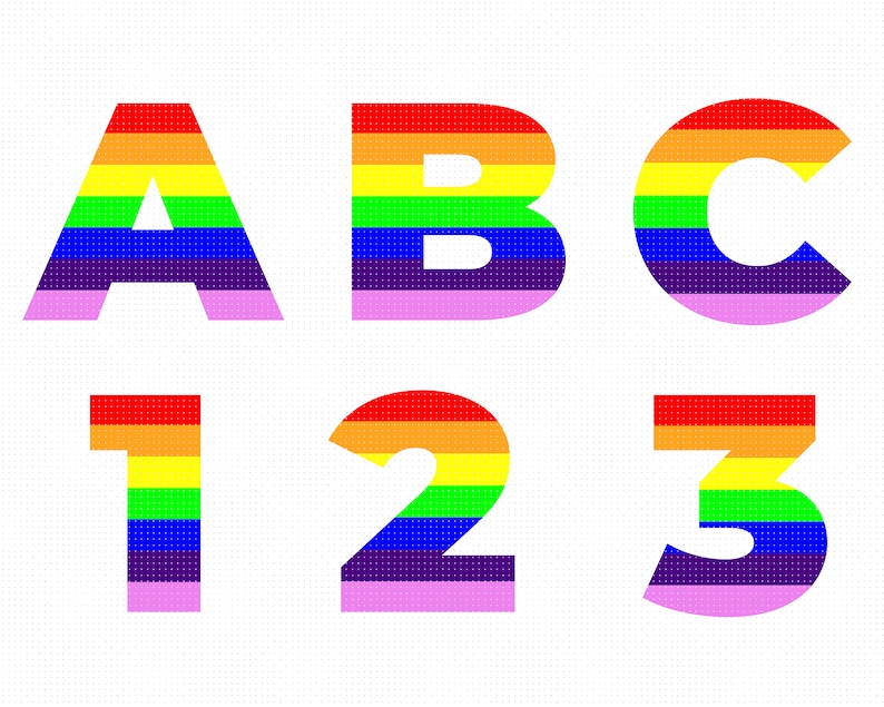 Rainbow Letters Svg Pride Alphabet Svg Clipart Rainbow Svg | Etsy