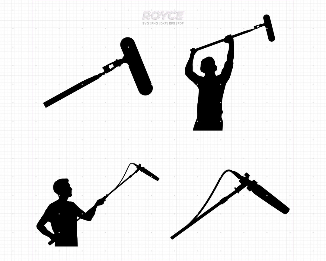 Boom Mic Svg, Boom Microphone Clipart, Studio Mic Png, Film Mic Dxf ...