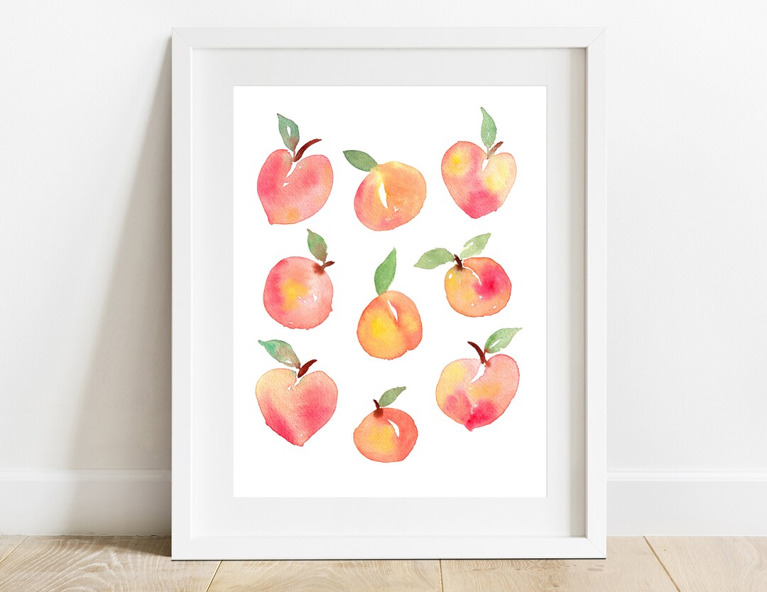 Watercolor Printable, Peach Poster, Abstract Fruit Painting, Summer Art ...