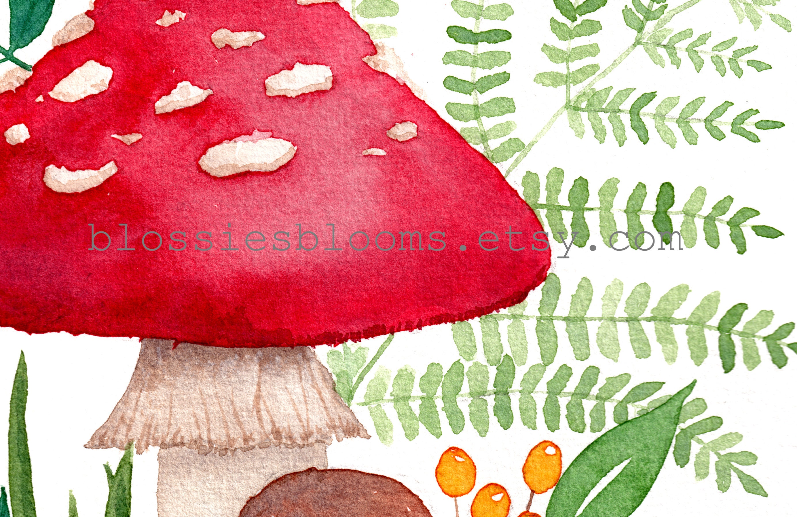 Watercolor Printable Fairy Toadstool Woodland Scene Wall - Etsy