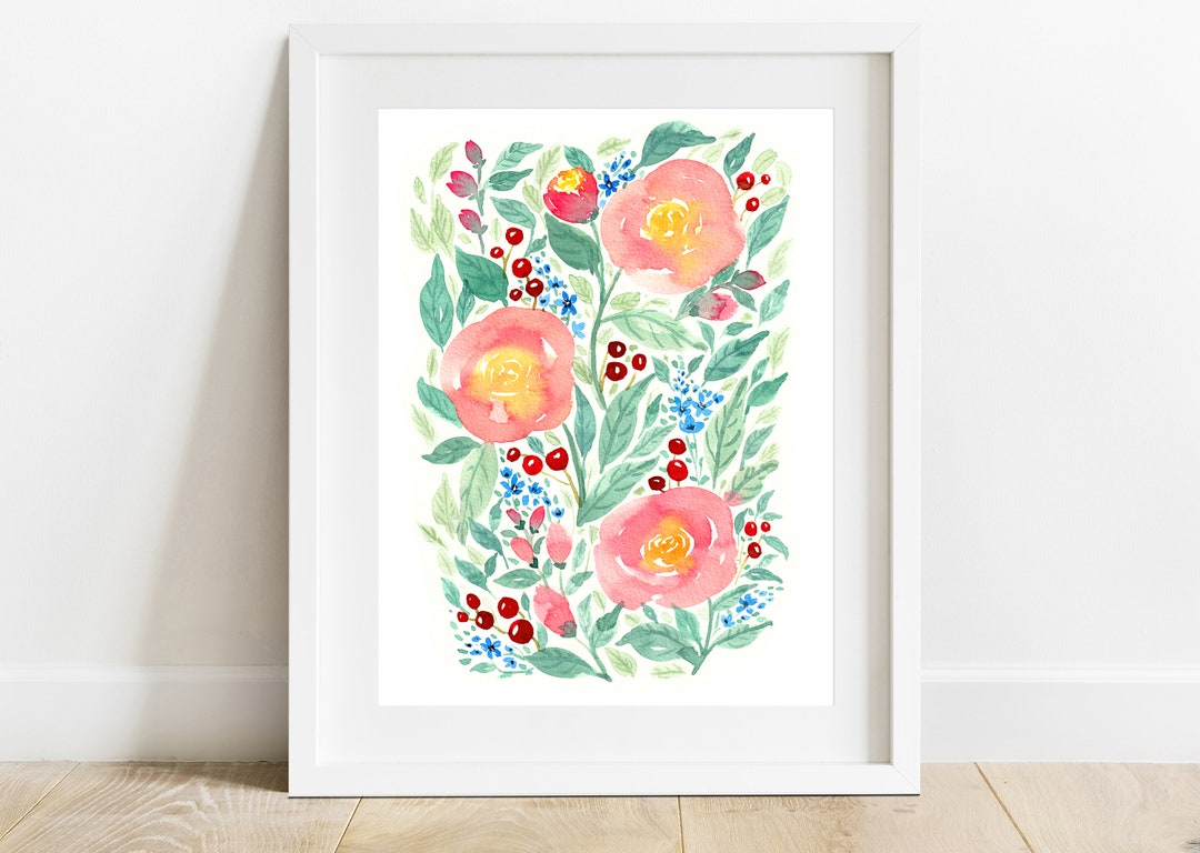 Watercolour Printable, Spring Art, Abstract Loose Flowers, Colorful ...