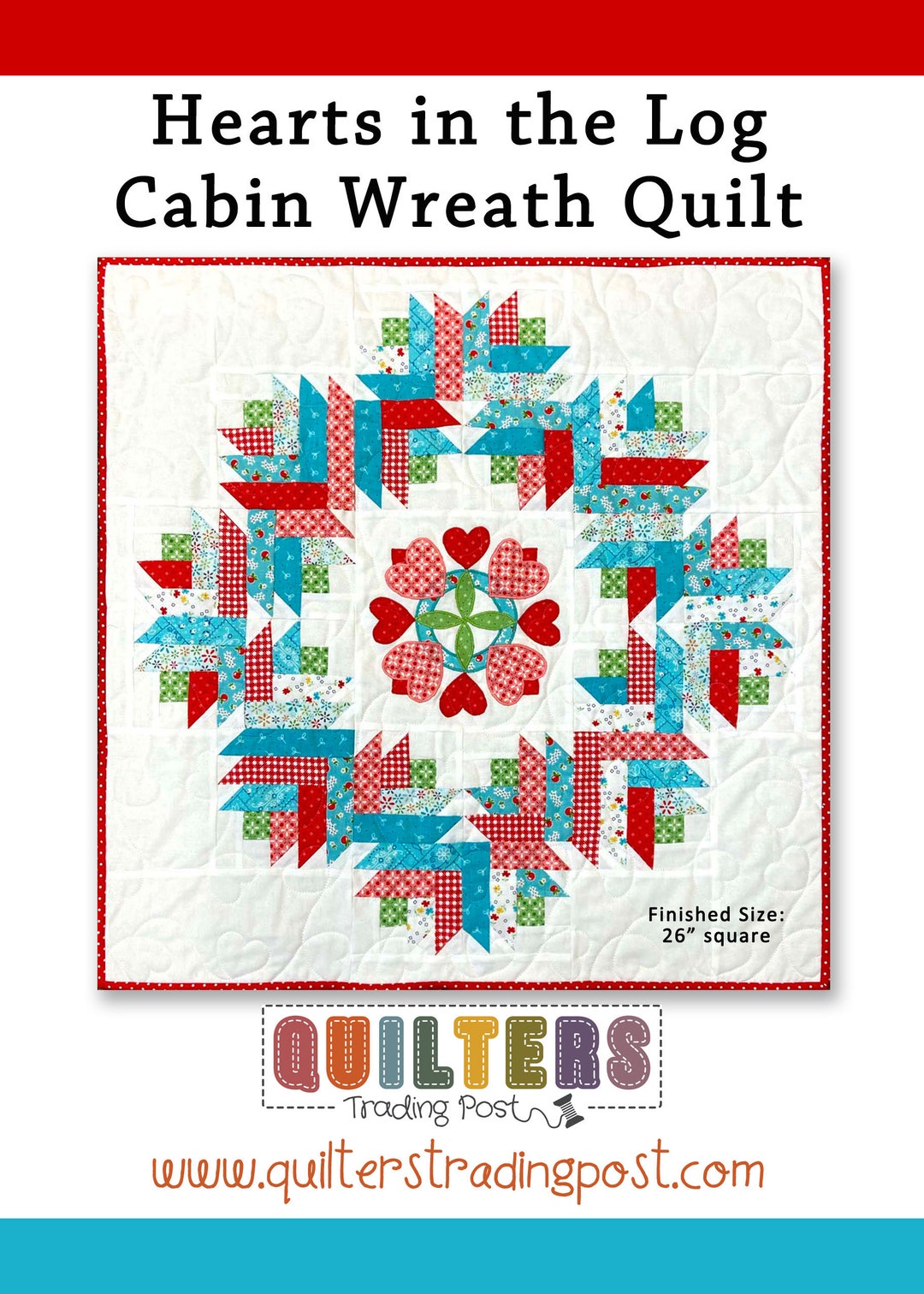 Hearts in the Log Cabin Wreath Quilt Pattern - Etsy