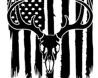 Tattered / Ripped Deer Head American Flag Decal / Sticker - Etsy