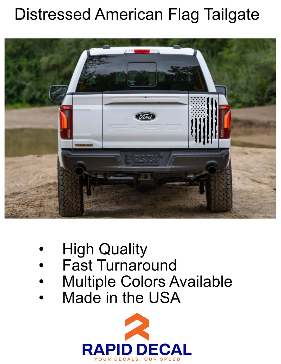 Tailgate Vertical Distress American Flag - Etsy