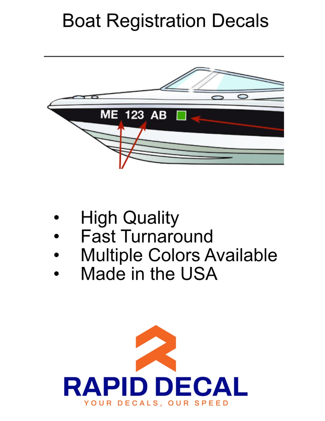 Boat Registration Decals Set of 2 - Etsy