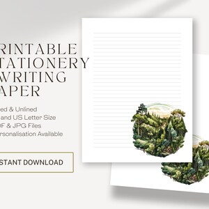 Printable Letter | Forest With Birds | Letter Writing Paper | Notepaper ...