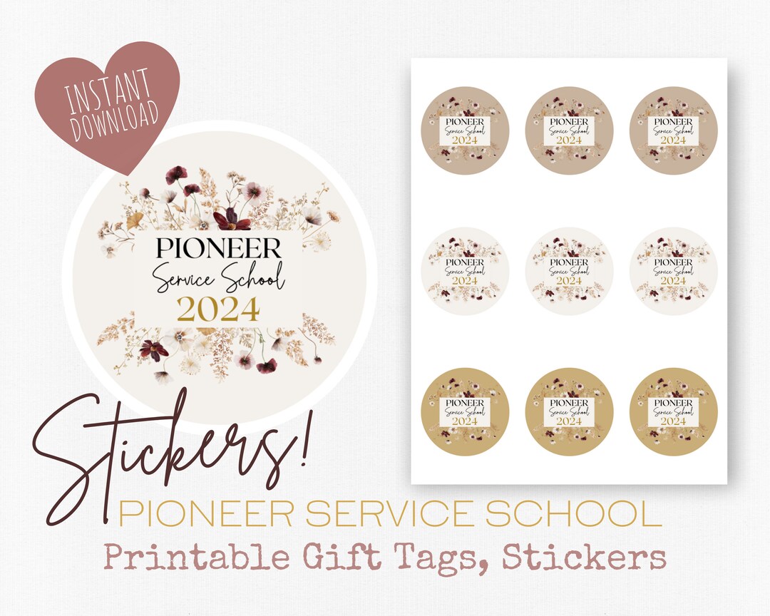 Pioneer Gift Tag, Stickers 2024 Pioneer School JW Gifts Boho ...