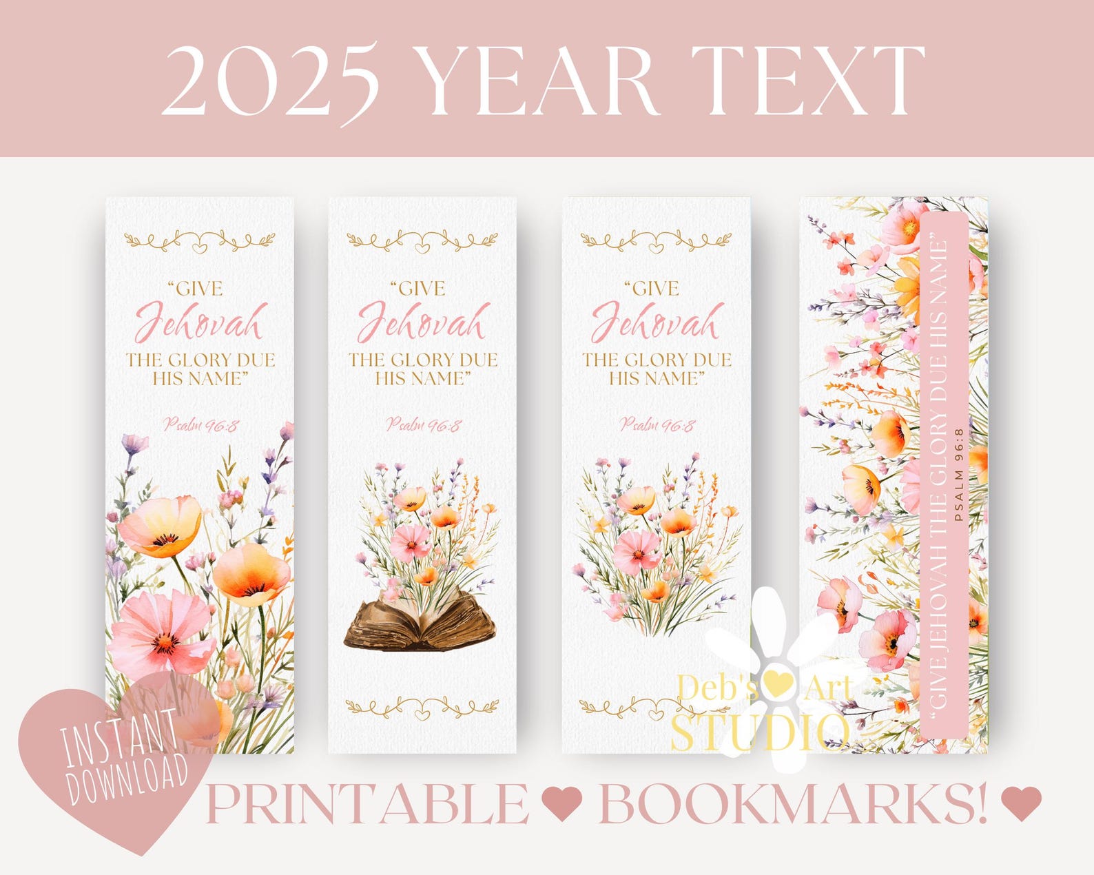 JW Bookmark | English | 2025 Year Text | Psalm 96:8 | JW Gifts | Pink ...