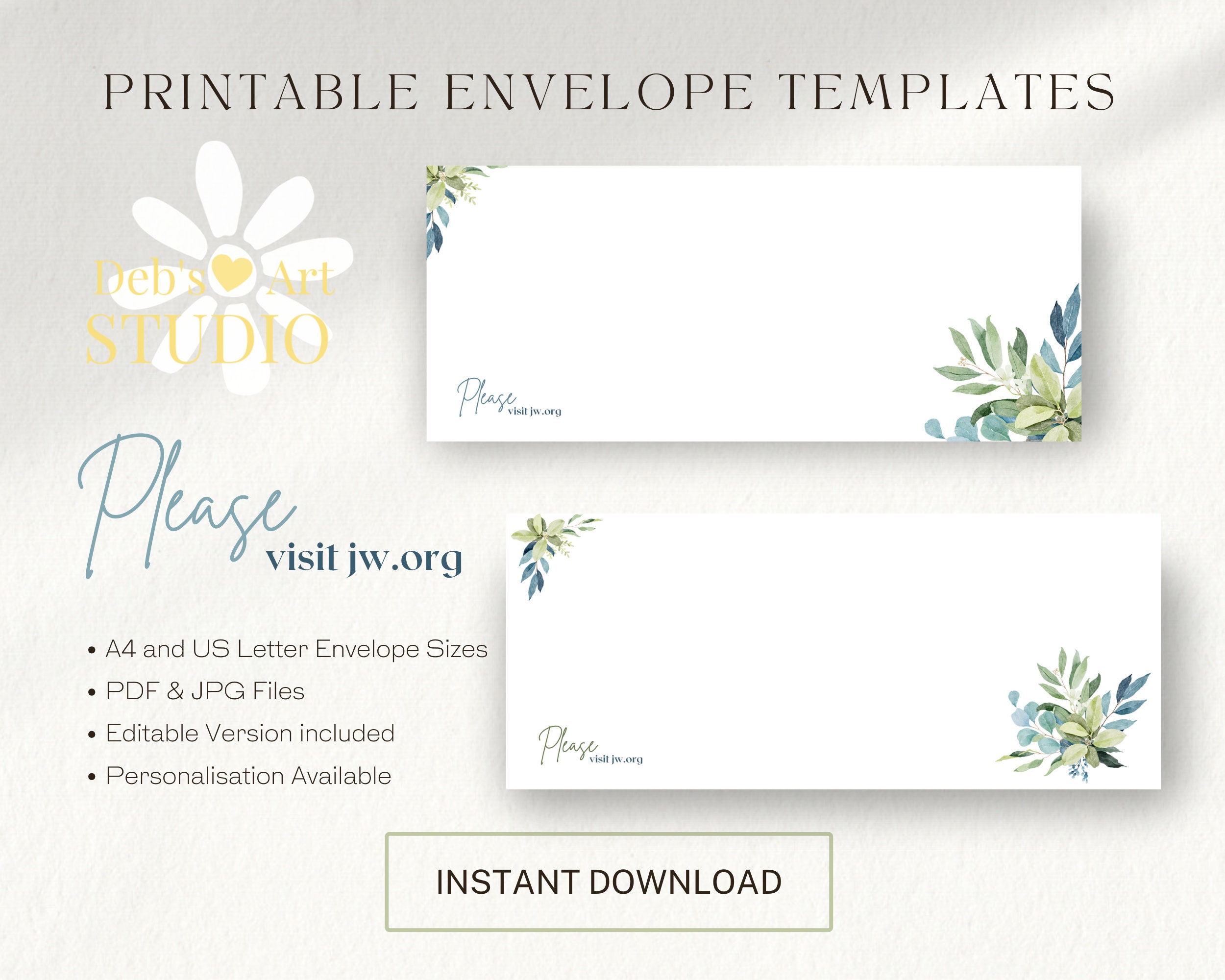 Eucalyptus Memorial Invitation Envelopes: JW Letter Writing (digital ...