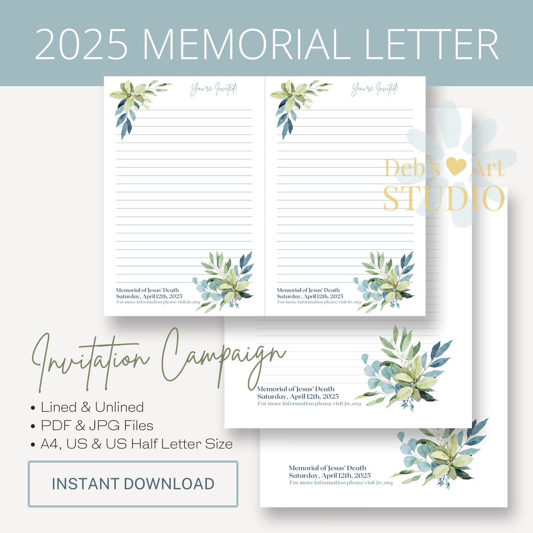2025 Memorial Invitation Letterhead: Eucalyptus Design (PDF) - Etsy Canada
