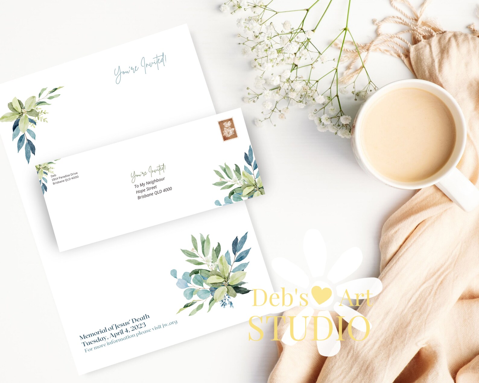 Eucalyptus Memorial Invitation Envelopes: JW Letter Writing (digital ...