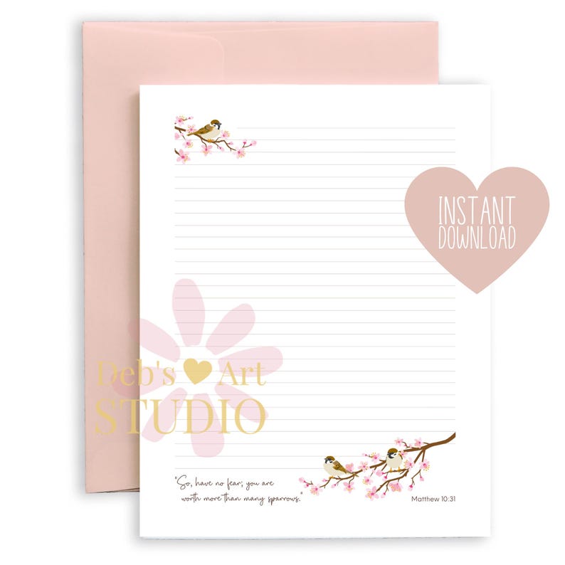 Sparrows Bible Verse Letter Writing Paper (digital Download) - Etsy
