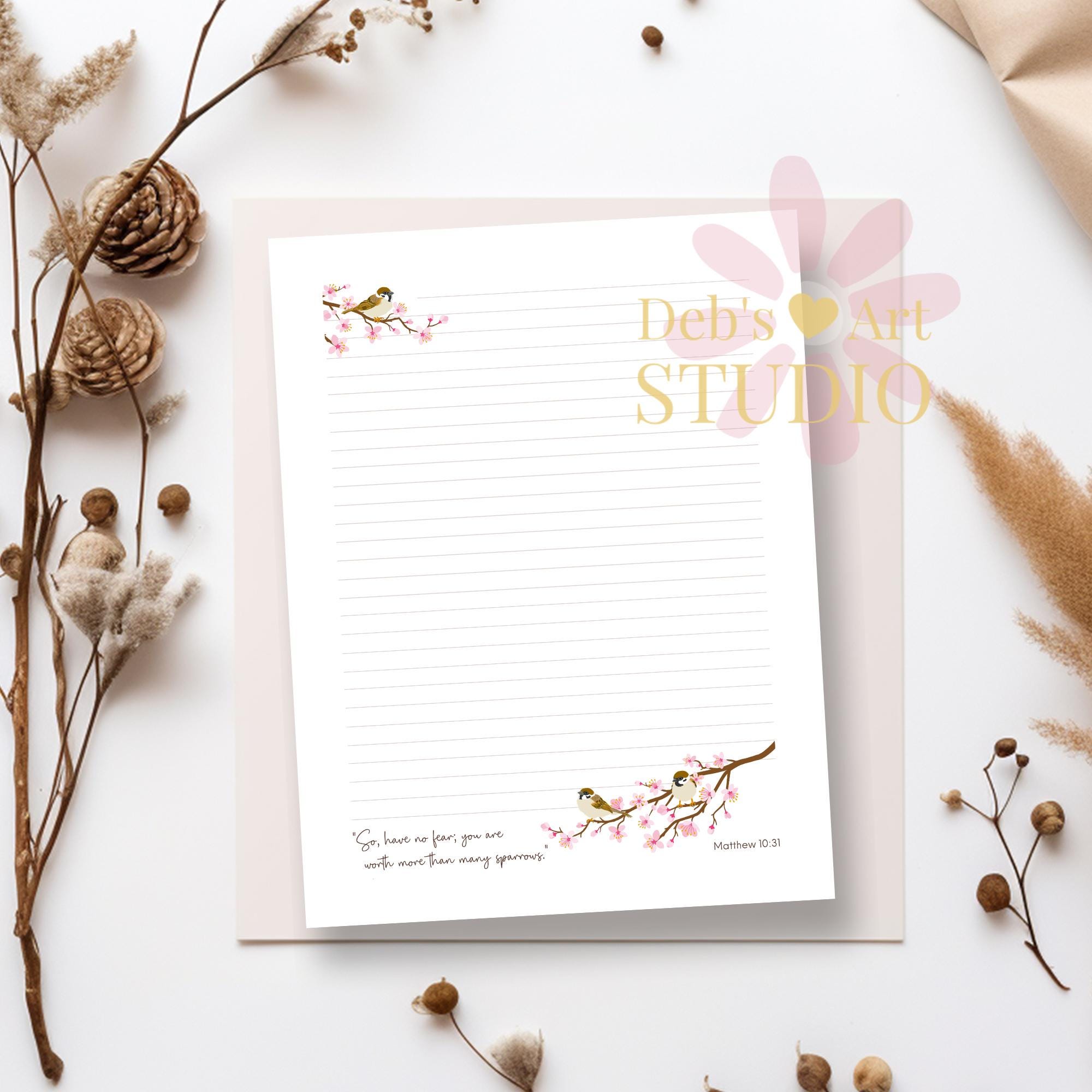 Sparrows Bible Verse Letter Writing Paper (digital Download) - Etsy