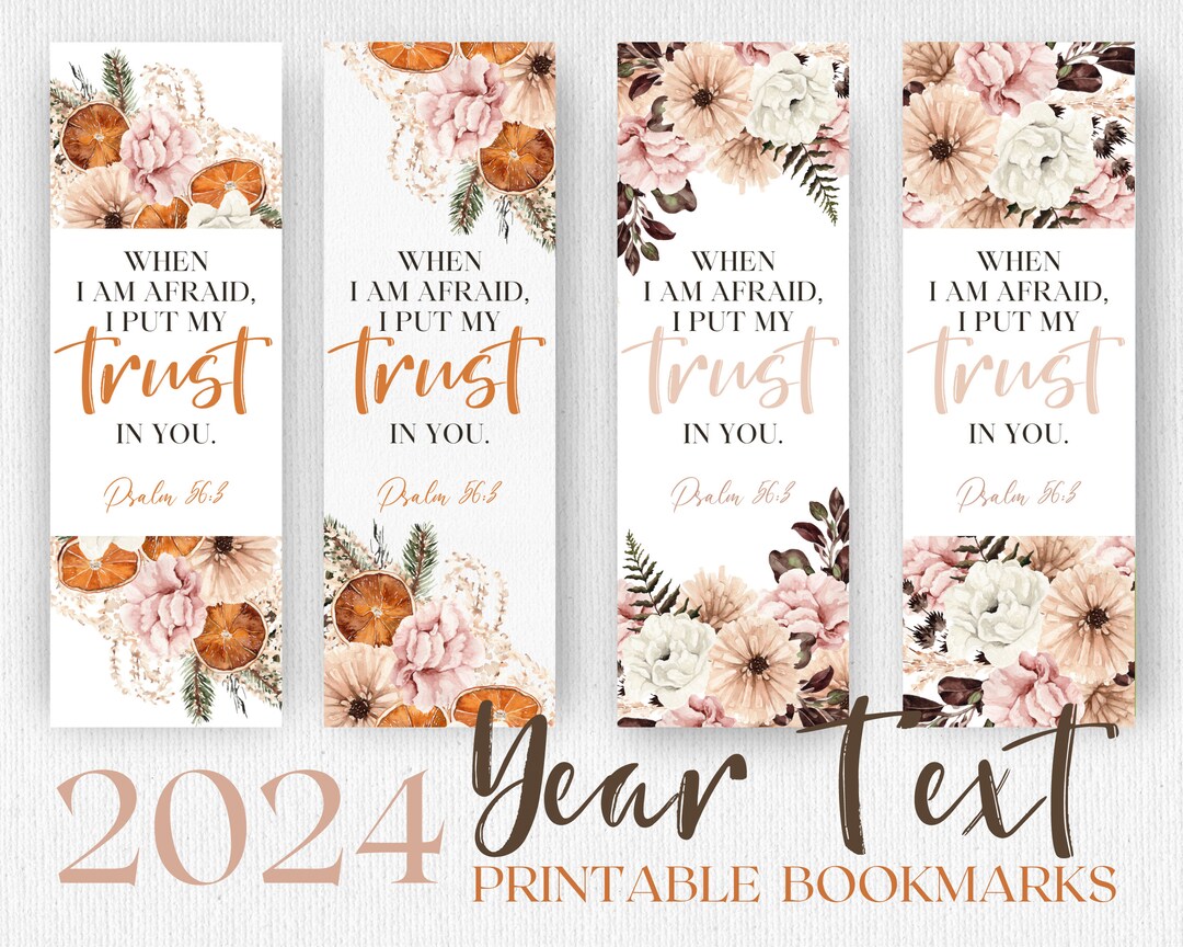 2024 JW Year Text Bookmark – Psalm 56:3, Pink Boho Flowers (digital ...