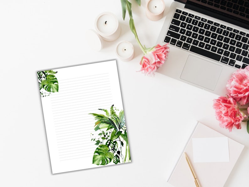 Tropical Greenery Printable Letter Writing Paper (PDF & JPEG) - Etsy