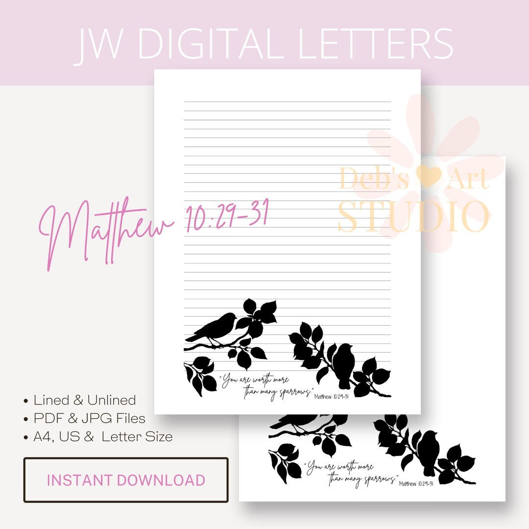 Sparrow Art Writing Paper Matthew 10:29-31 – Printable Stationery (PDF ...