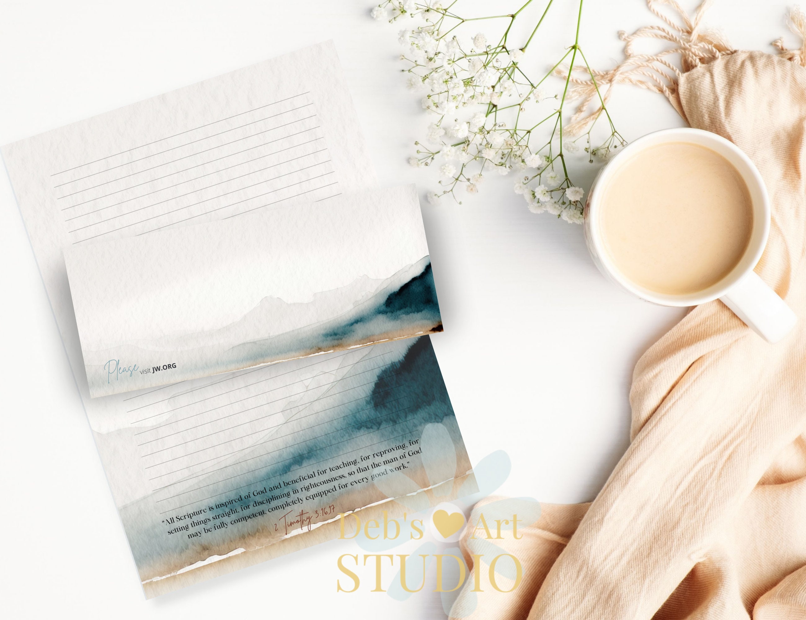Watercolor Beach JW Envelopes: Printable Landscape Design (digital ...