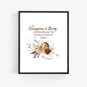 Joshua 1:9 Bible Verse Art | Boho Autumn Flowers (digital Download) - Etsy