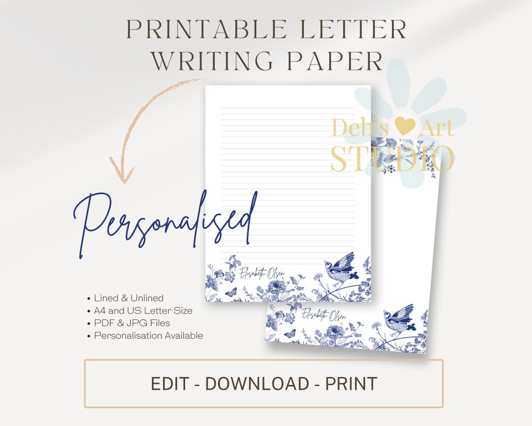 Blue Flower Letterhead Template | JW Letter Writing Stationery | Self ...