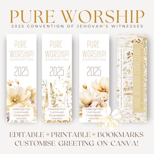 2025 Pure Worship Convention Editable Bookmark JW Gifts Jehovah's ...