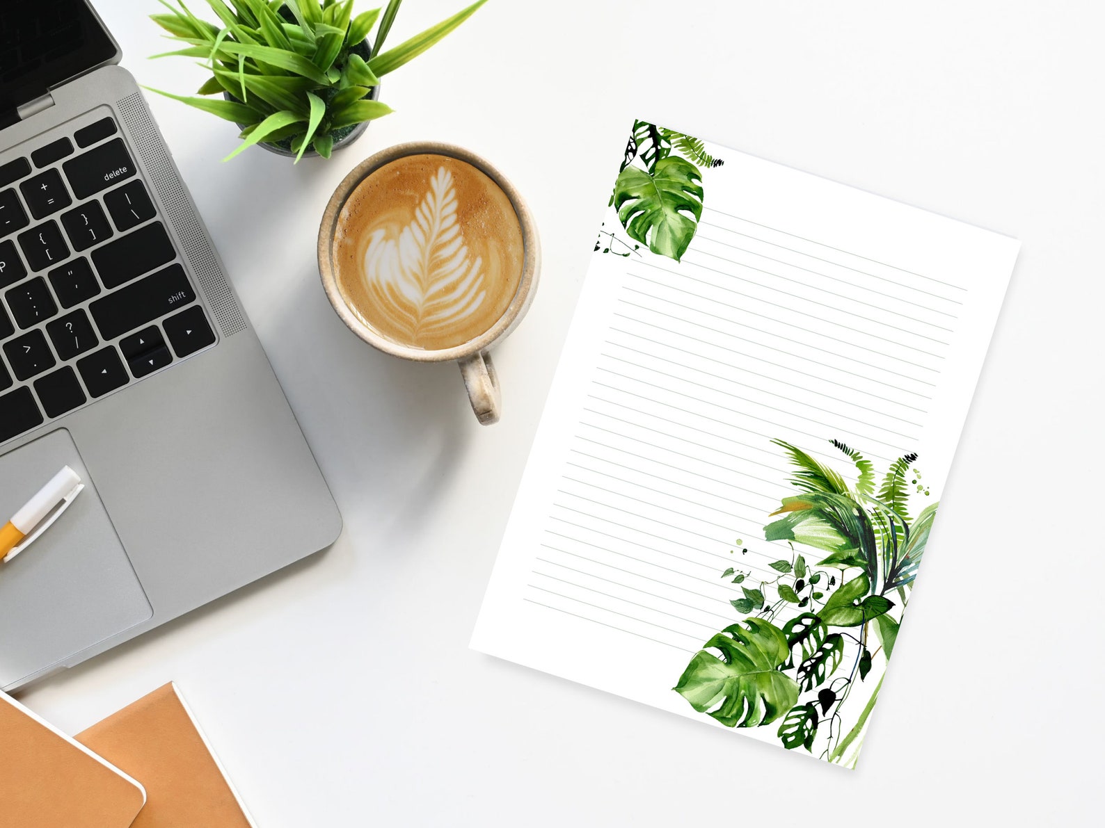 Tropical Greenery Printable Letter Writing Paper (PDF & JPEG) - Etsy