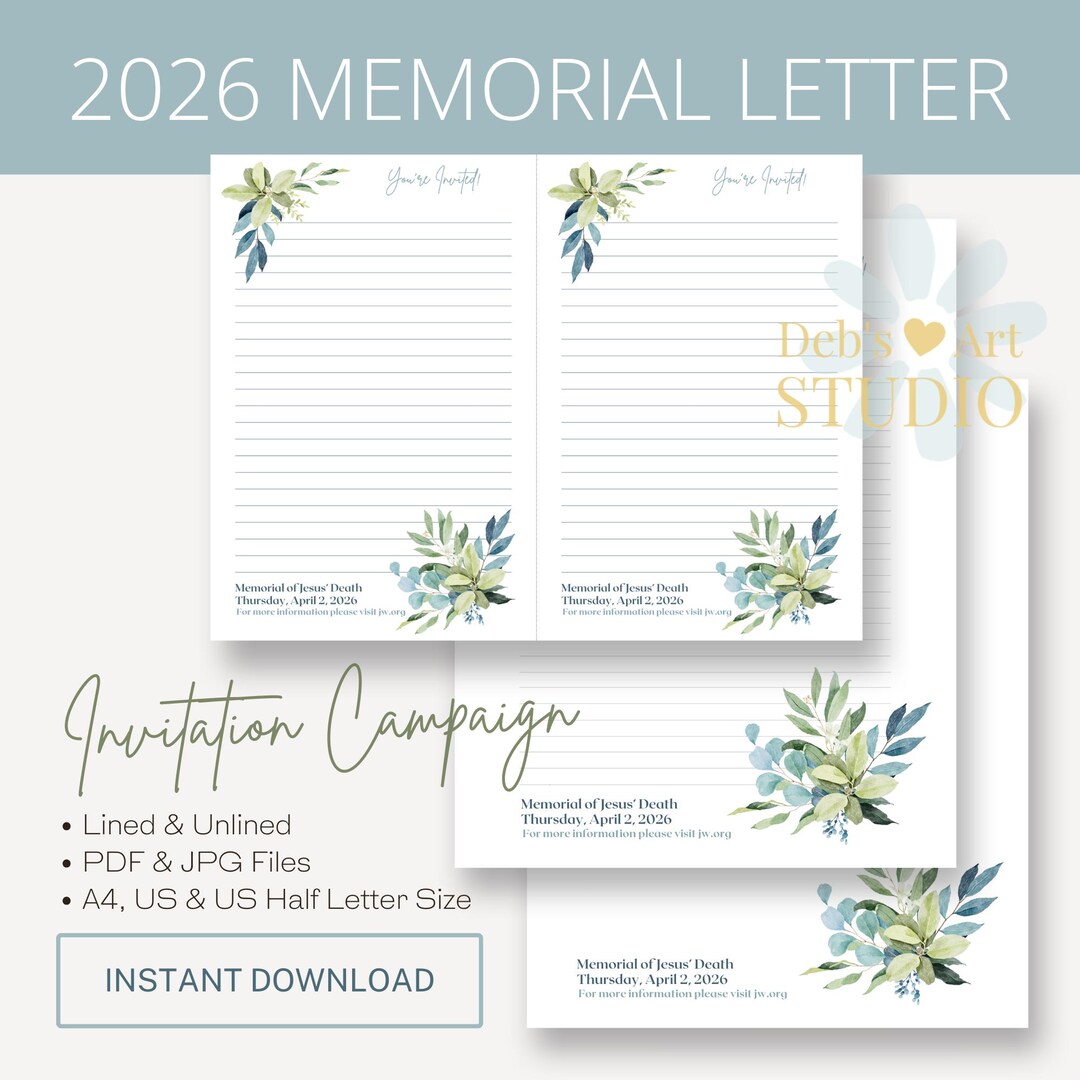 2026 Memorial Invitation Letterhead: Eucalyptus Design (PDF) - Etsy