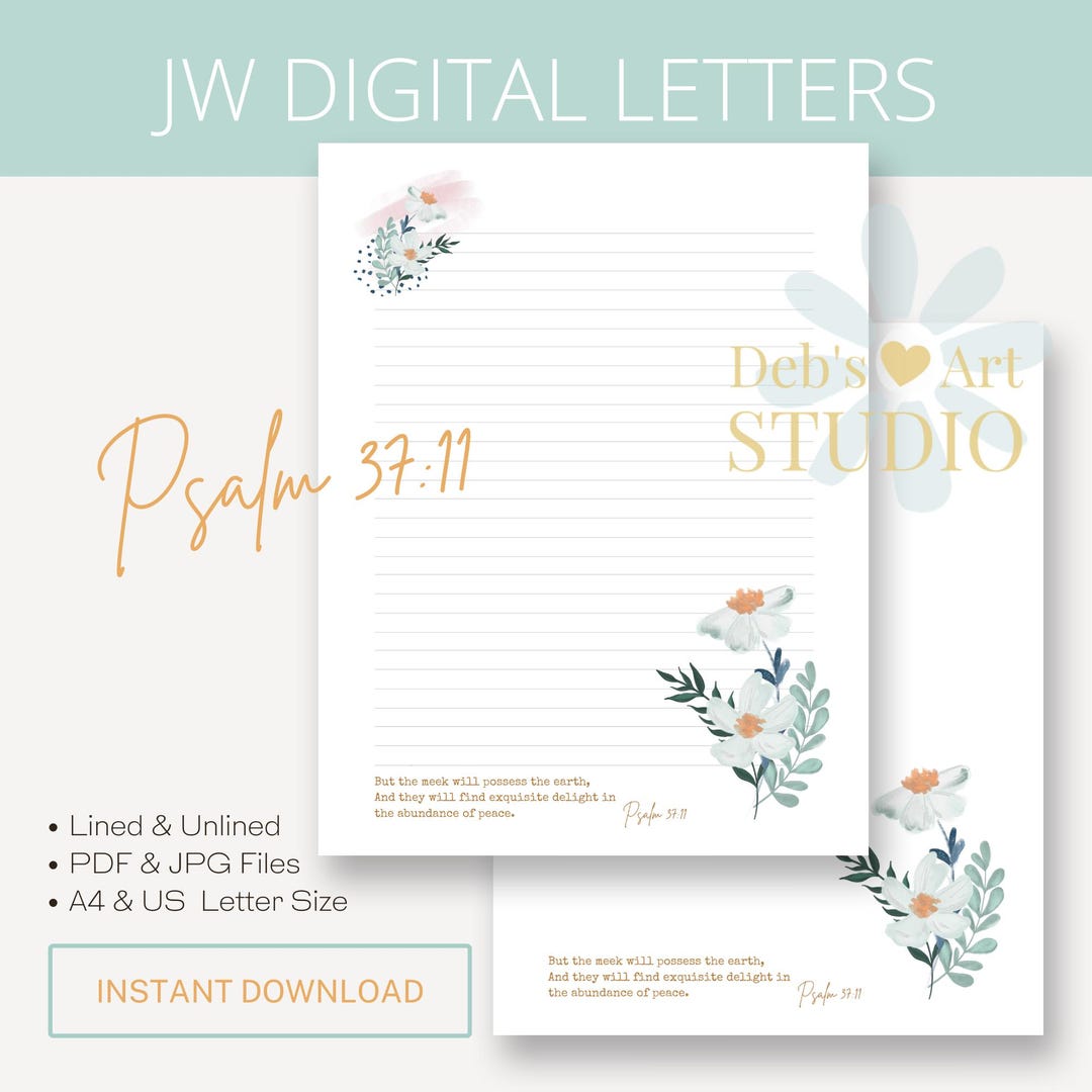 Writing Paper Psalm 37:11 Letter Writing Templates | White Daisies ...