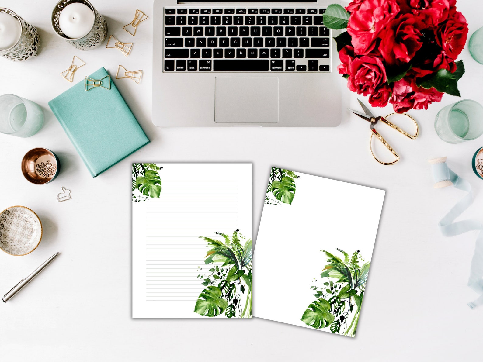 Tropical Greenery Printable Letter Writing Paper (PDF & JPEG) - Etsy