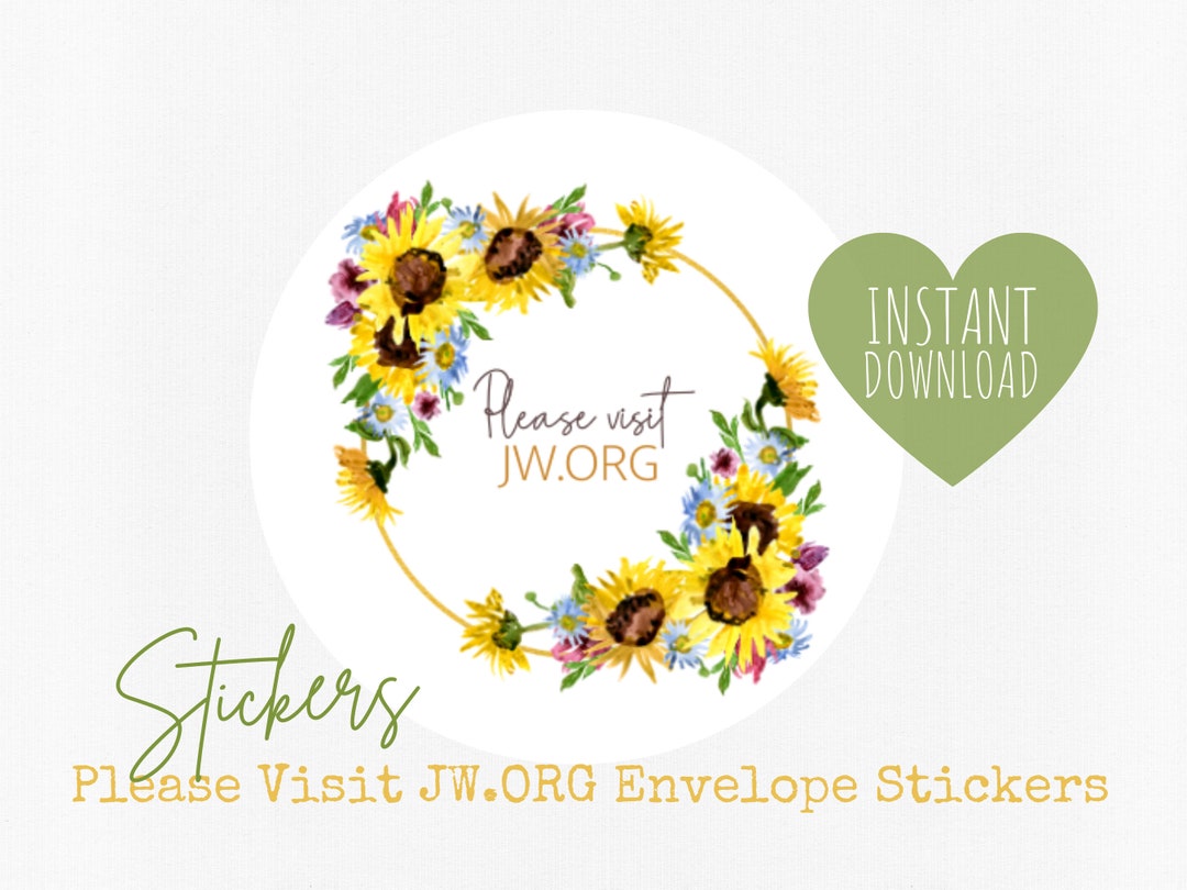 Please Visit Jw.org | Envelope Stickers | Sunflowers and Blue Daisies ...