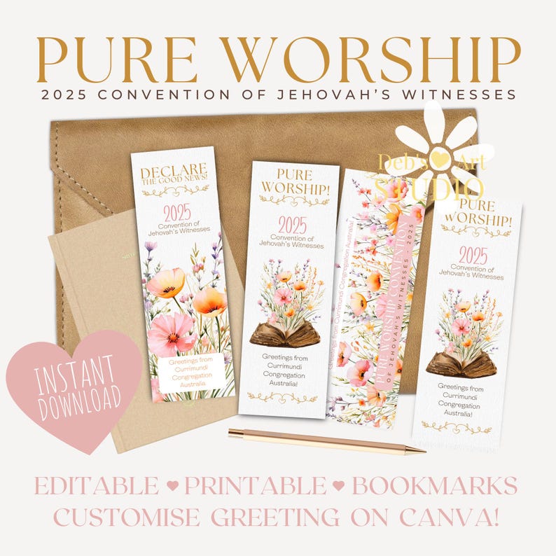 2025 Pure Worship Convention Editable Bookmark JW Gifts Jehovah's ...