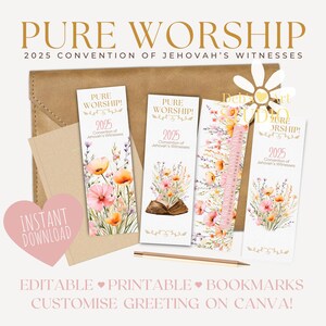 2025 Pure Worship Convention Editable Bookmark JW Gifts Jehovah's ...