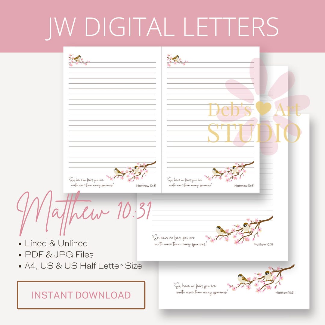 Sparrows Bible Verse Letter Writing Paper (digital Download) - Etsy