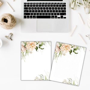 Floral Printable Letter Writing Paper: Peach Watercolor Stationery (PDF ...