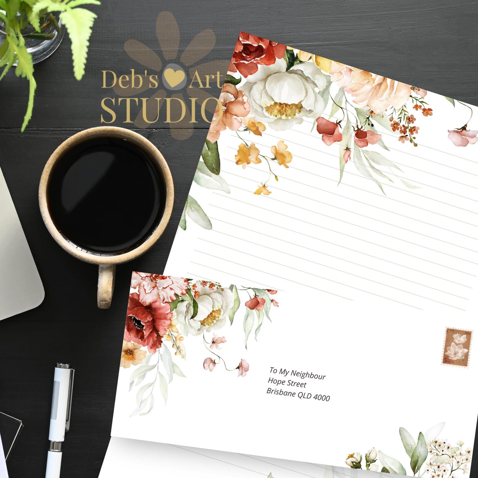 Botanical JW Printable Envelopes: Editable Template (digital Download ...
