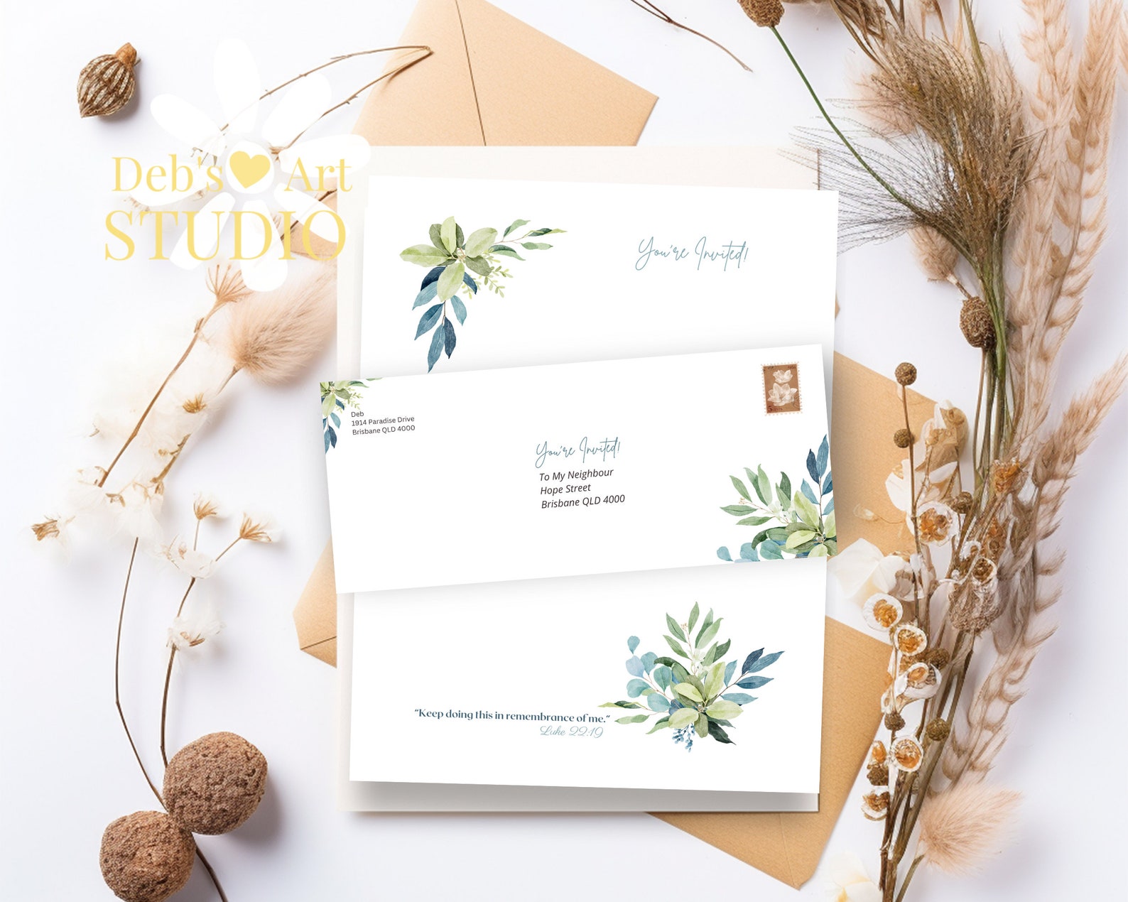 Eucalyptus Memorial Invitation Envelopes: JW Letter Writing (digital ...
