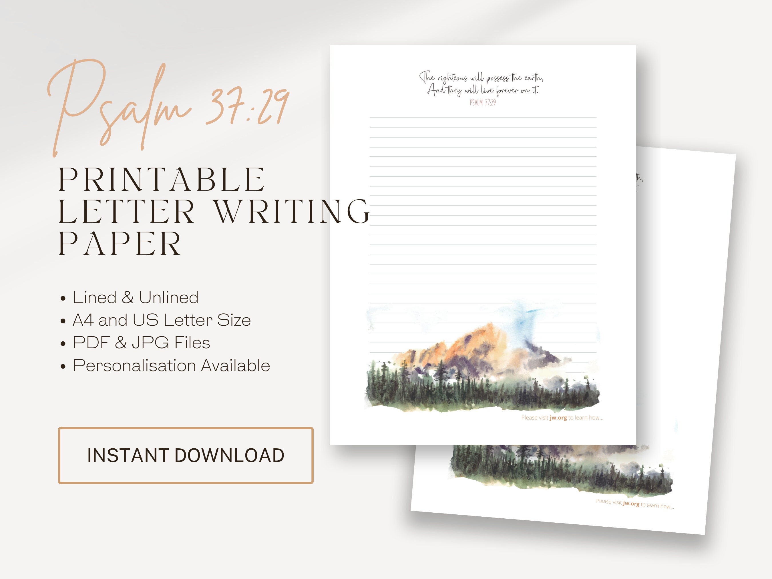 Psalm 37:29 Writing Template JW Letter Writing - Etsy UK