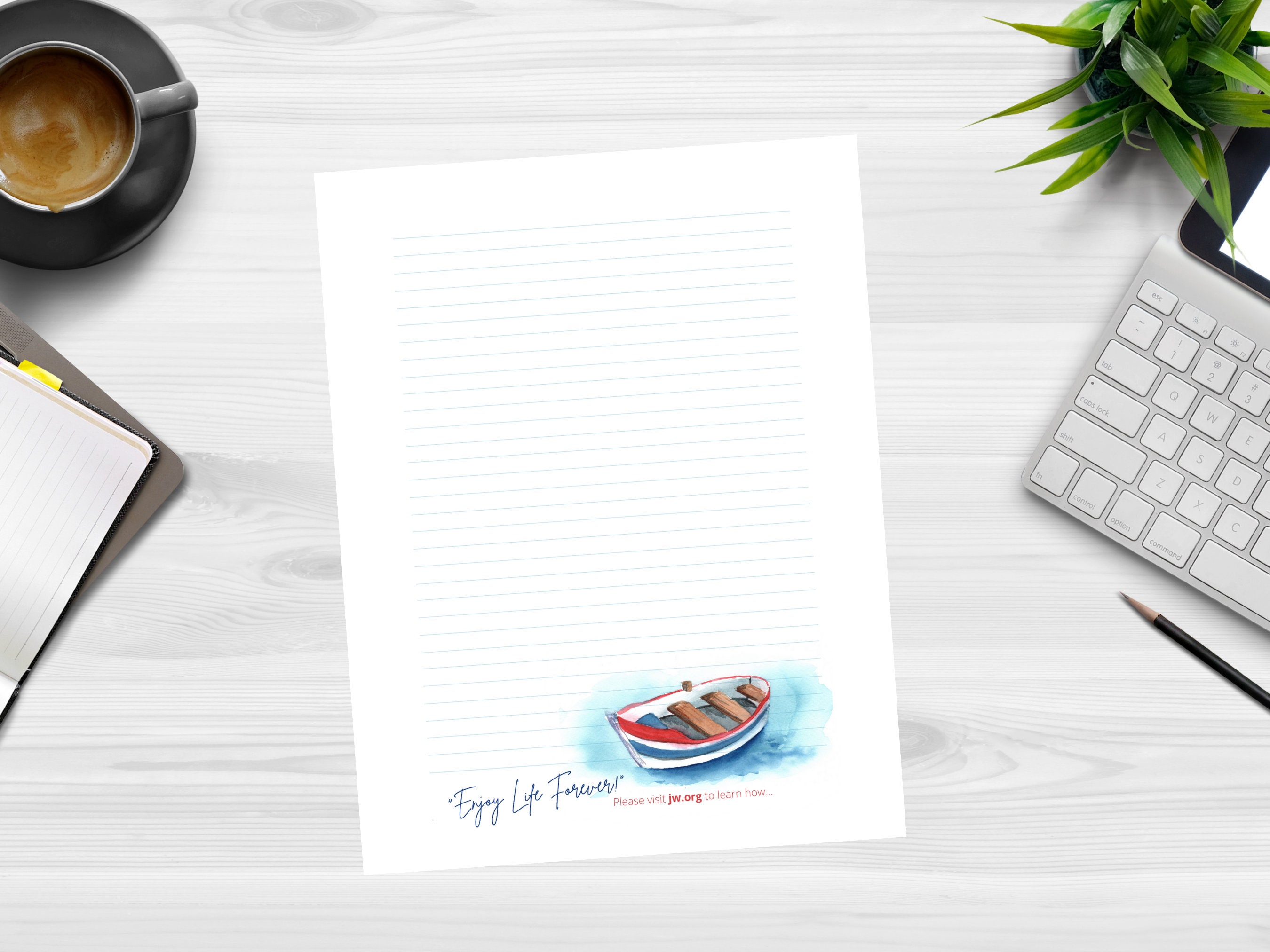 Enjoy Life Forever Letter Writing Template Boat on Lake - Etsy Australia