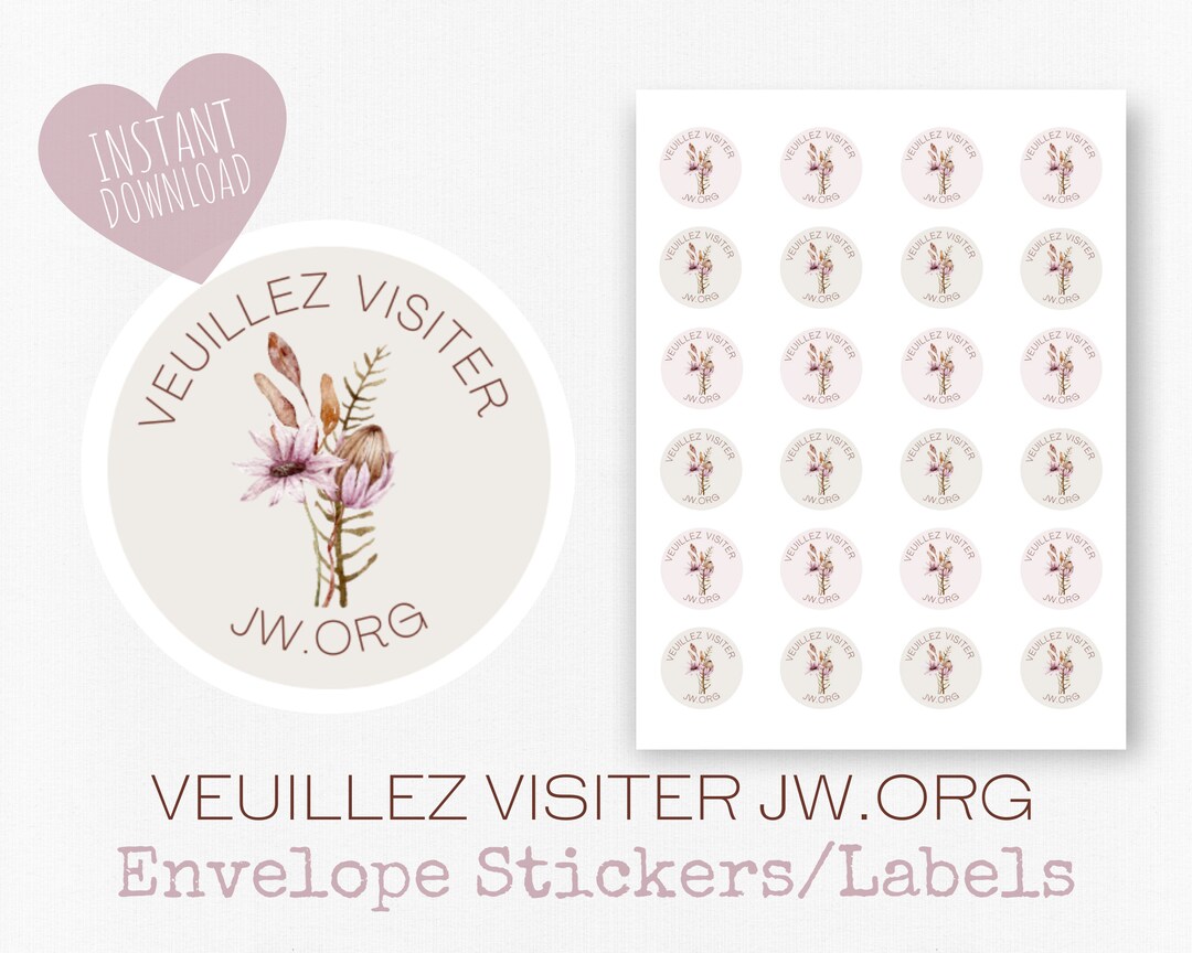 Please Visit Jw.org | Envelope Stickers | French | Botanical Print | JW ...