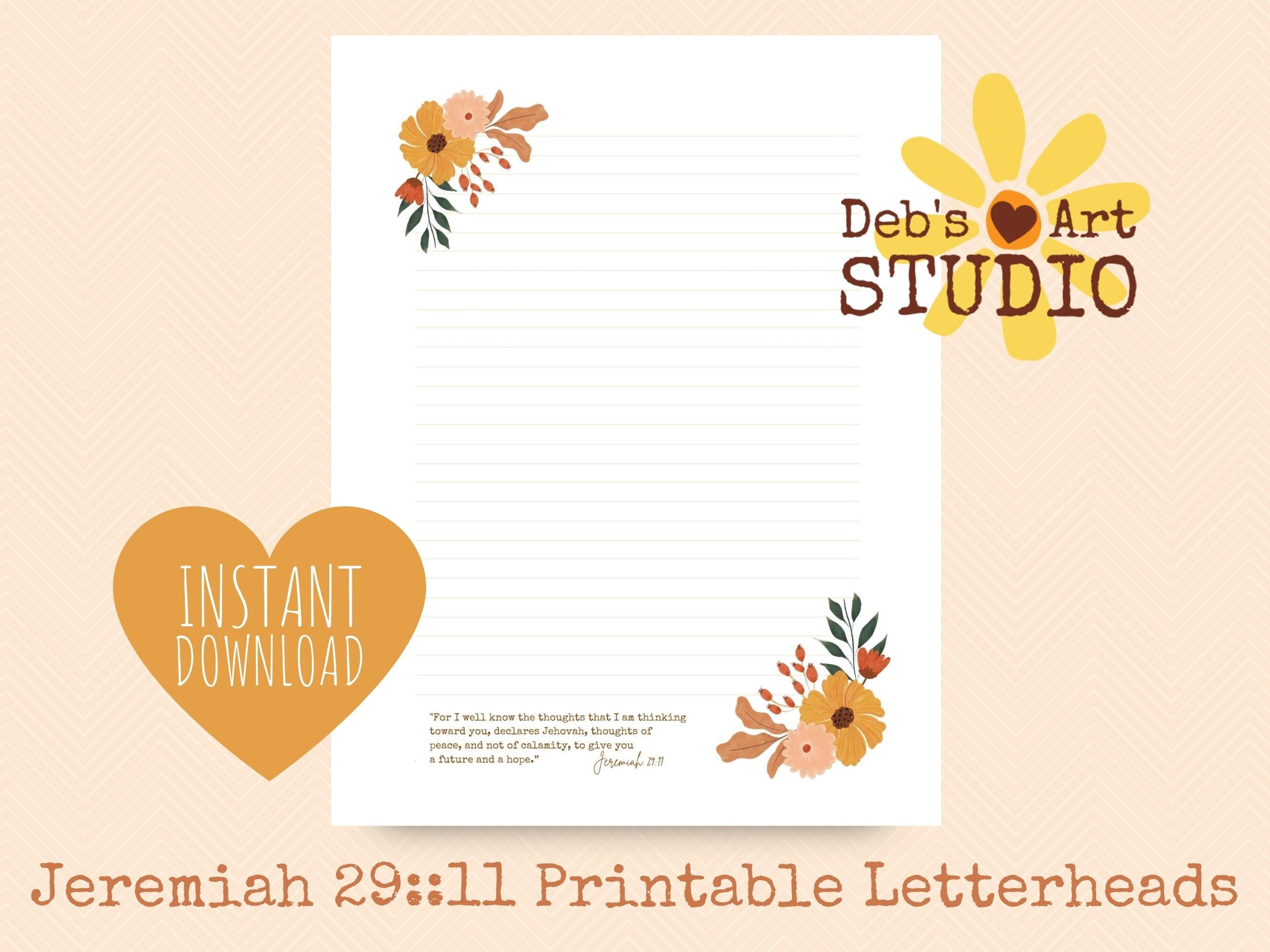 Jeremiah 29:11 Letter Writing Template Autumn Flowers JW - Etsy Australia