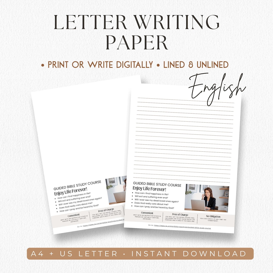 JW Letter Writing Paper: Guided Bible Study Course English (digital ...